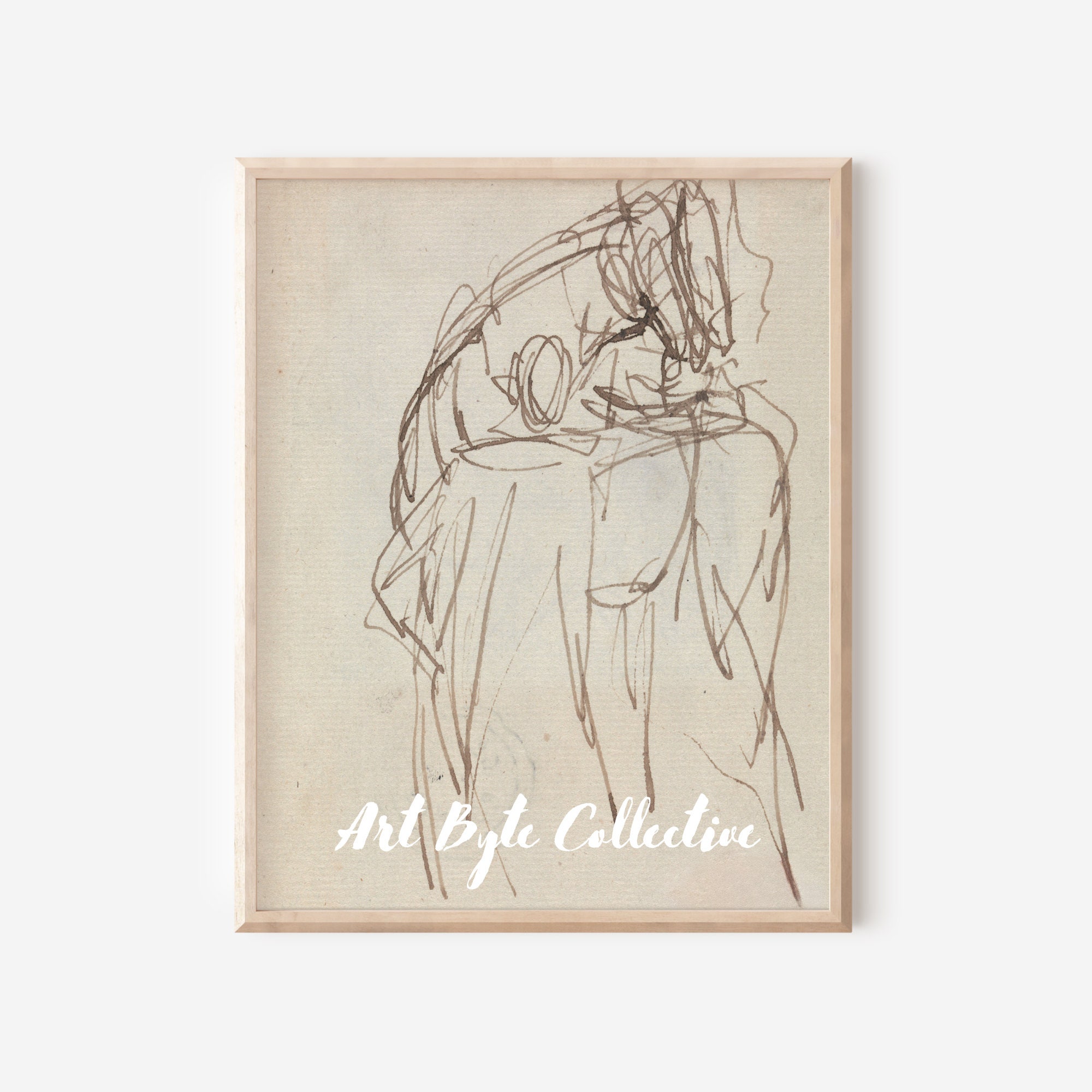 Antique Line Drawing, Antique Line Art Sketch, Downloadable Home Decor ...