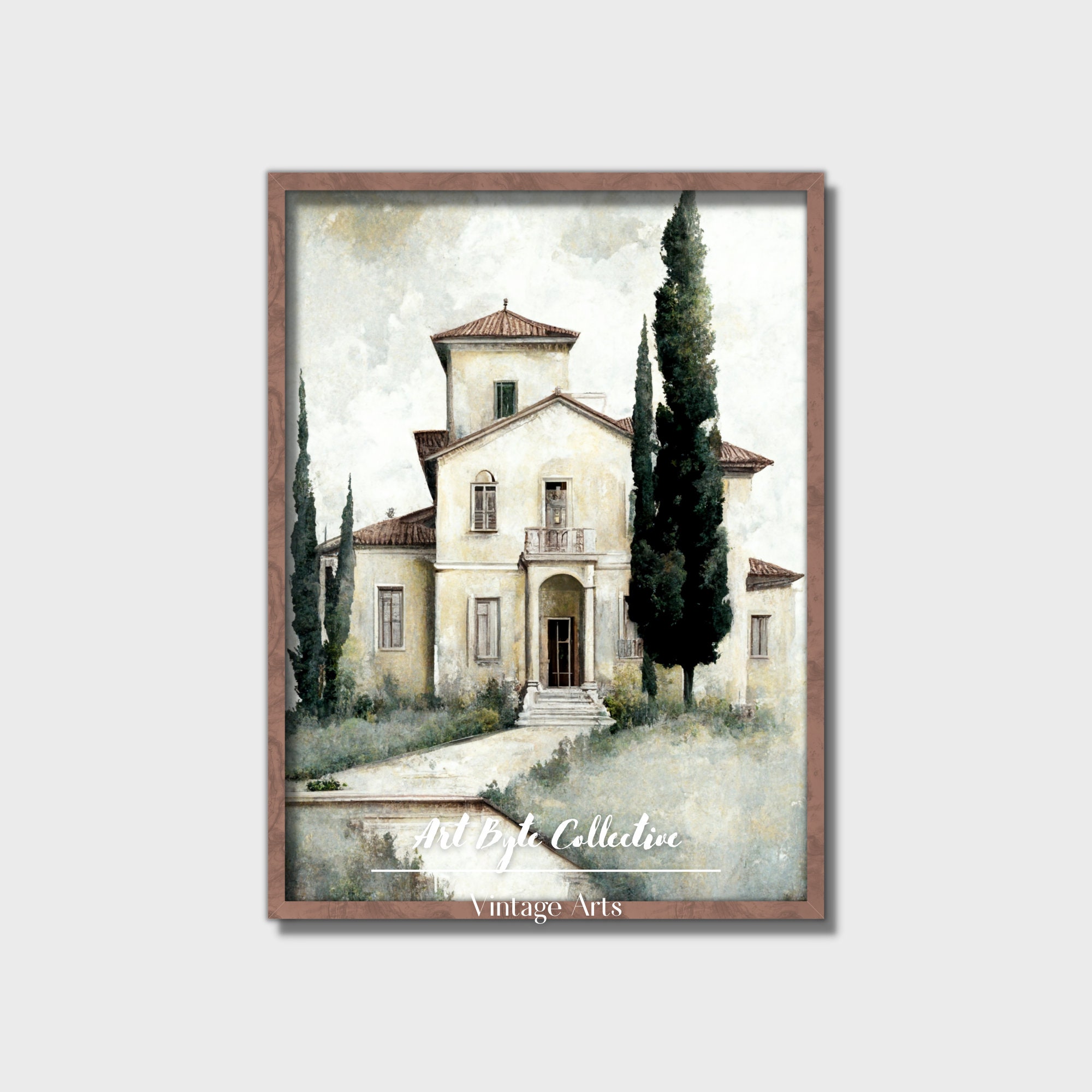 Italian Villa Art | Vintage Neutral Wall Art | Kitchen Shelf Print ...