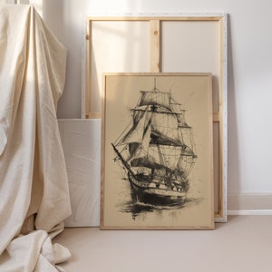 Printable Digital Antique Sketch of 18th-century Ship | Vintage ...
