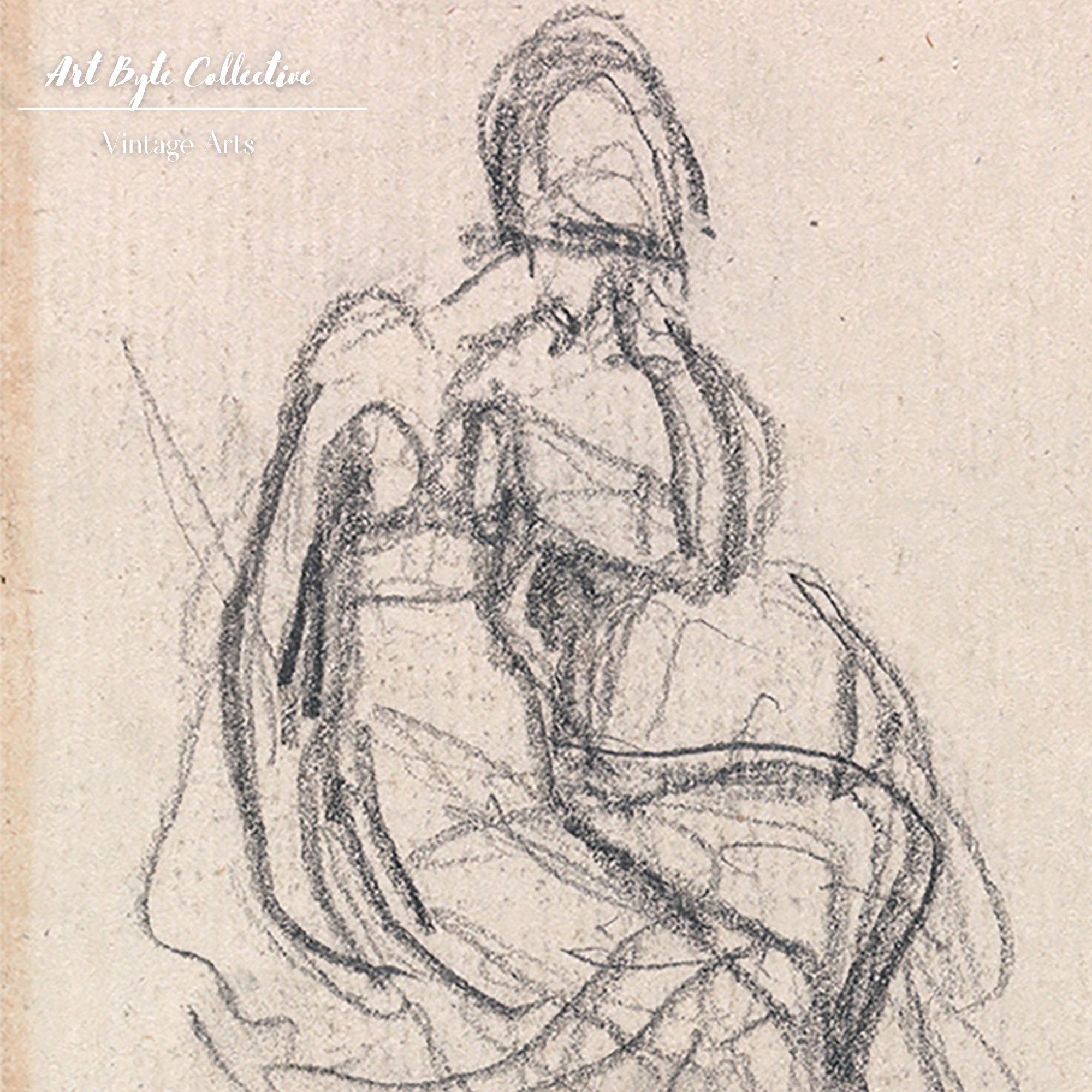 Antique Line Drawing Vintage Abstract Sketch Woman Art - Etsy