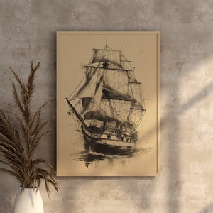 Printable Digital Antique Sketch of 18th-century Ship | Vintage ...