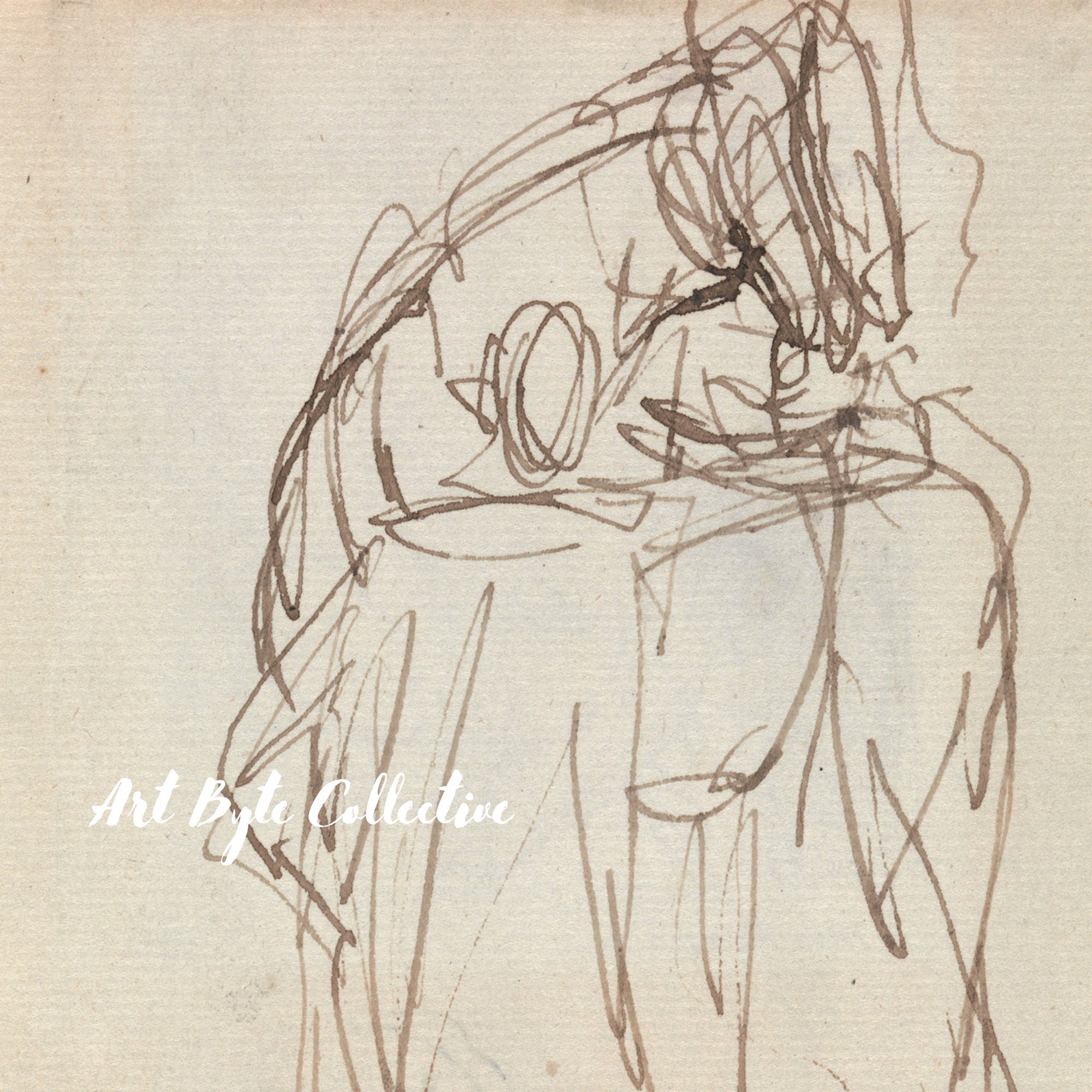 Antique Line Drawing, Antique Line Art Sketch, Downloadable Home Decor ...