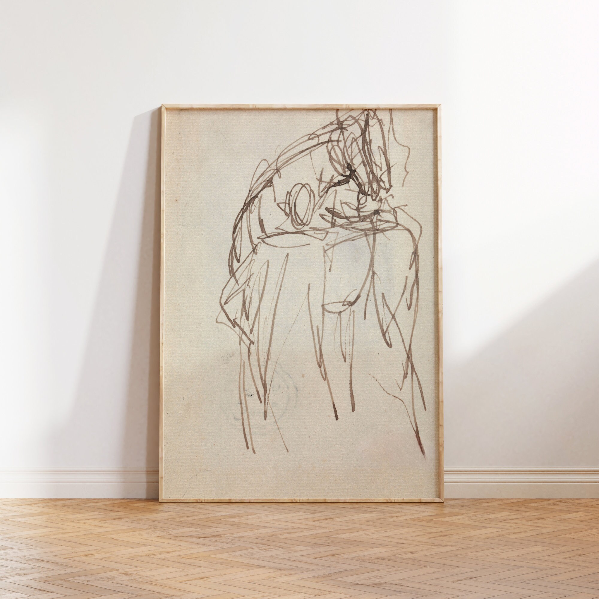 Antique Line Drawing, Antique Line Art Sketch, Downloadable Home Decor ...