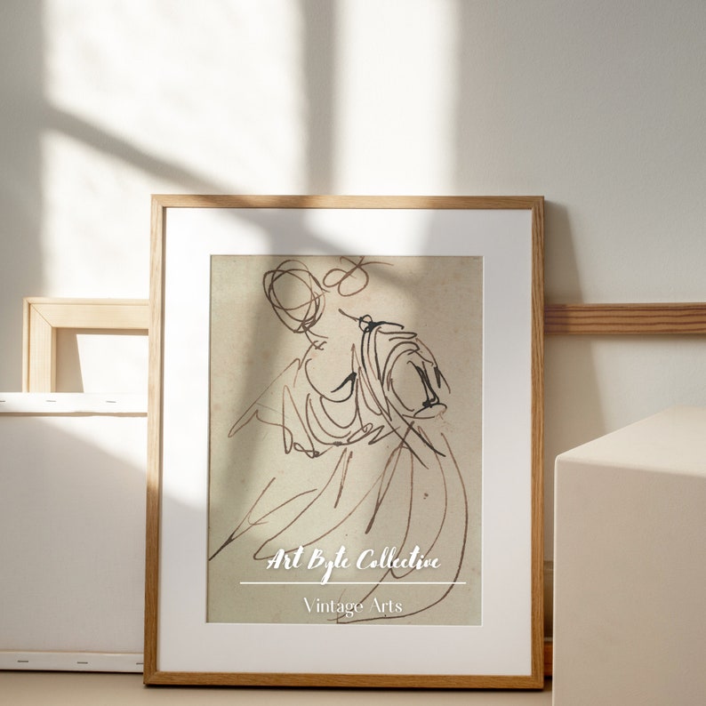 Antique Line Drawing Vintage Abstract Sketch Woman Art - Etsy