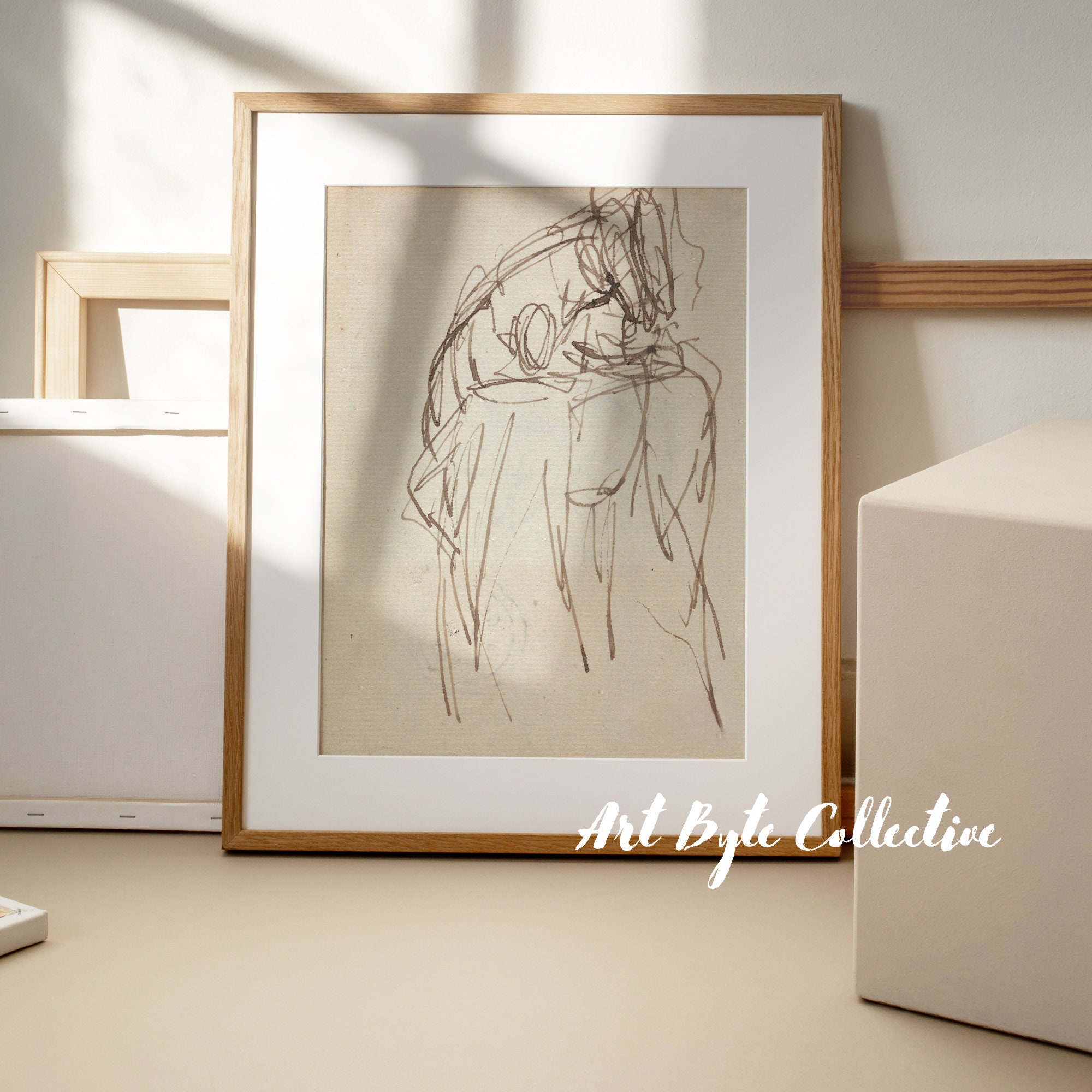 Antique Line Drawing, Antique Line Art Sketch, Downloadable Home Decor ...