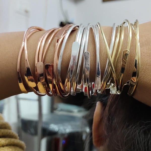 Mixed Metal Bangle - Etsy