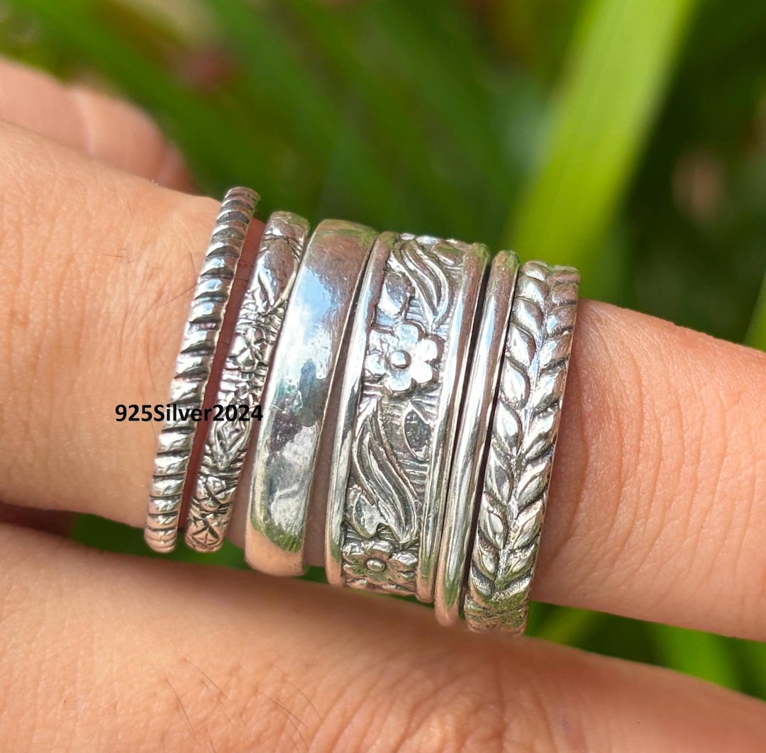 Sterling Silver Stacking Rings Set, Handmade Jewelry - Etsy