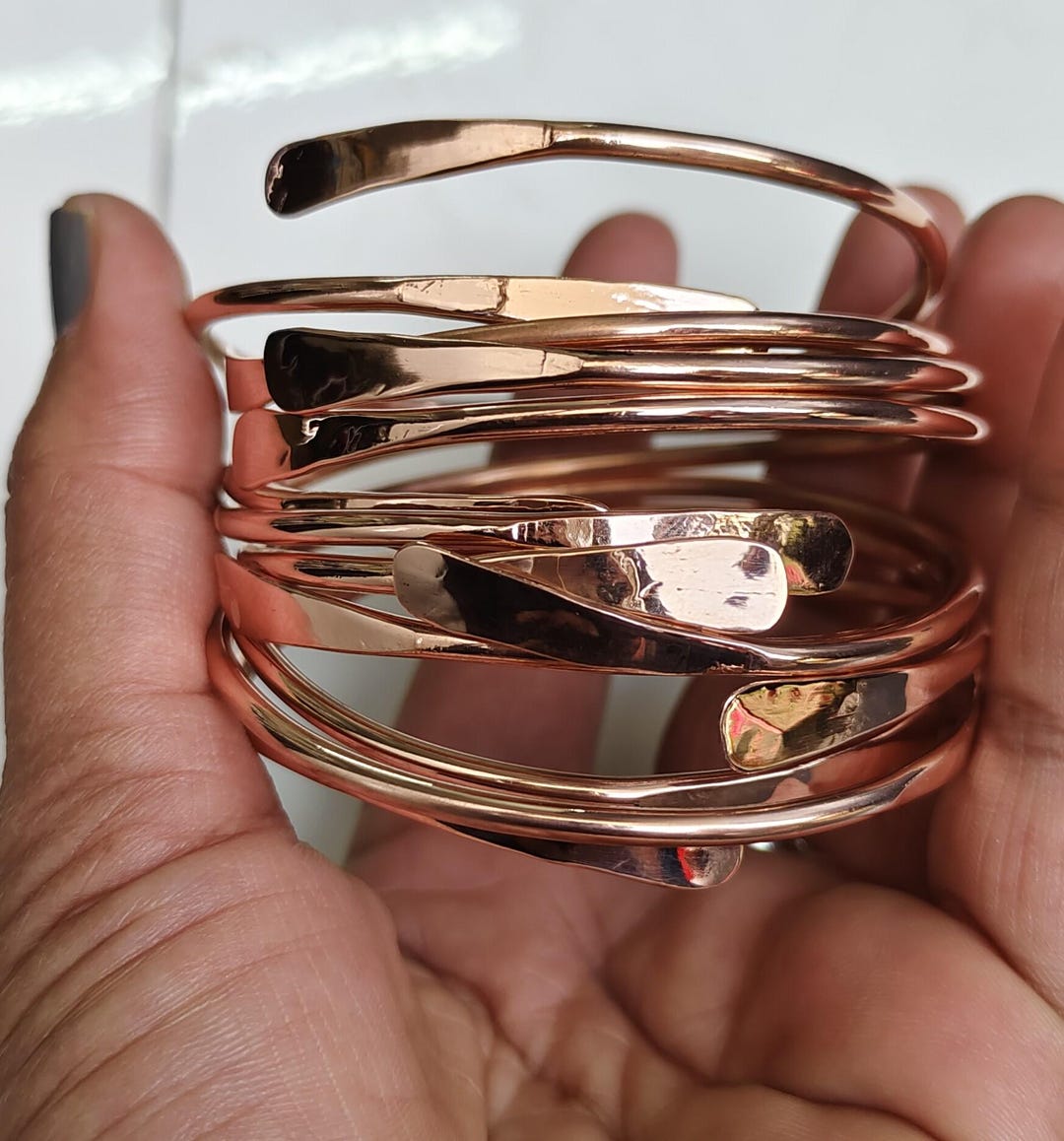 7 Set of Bangles, Solid Copper Bangles, Bangles for Woman's, Adjustable ...
