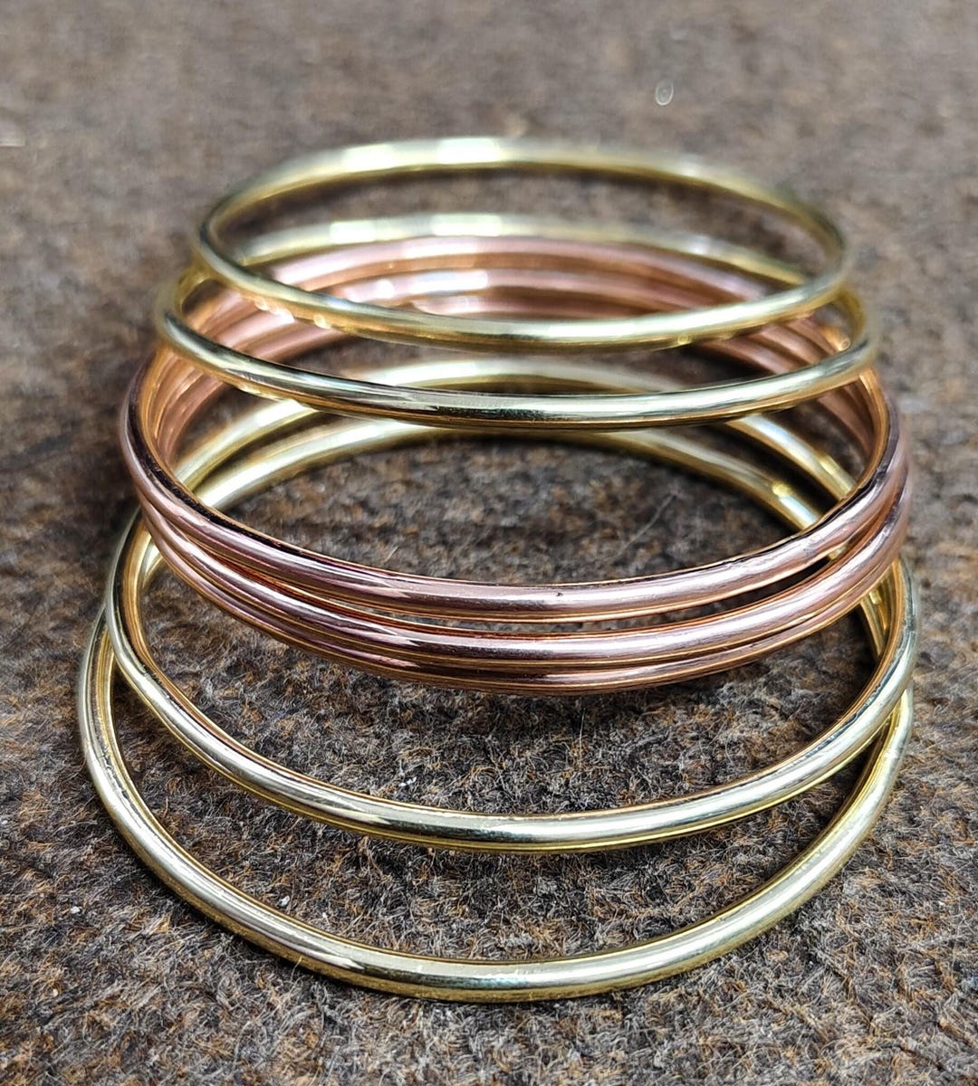 Mix Metal 7set of Bangles, Solid Brass and Copper Bangles, Handmade ...