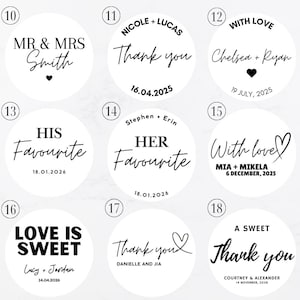 Wedding Favour Stickers | Custom Wedding Stickers | His and Her ...
