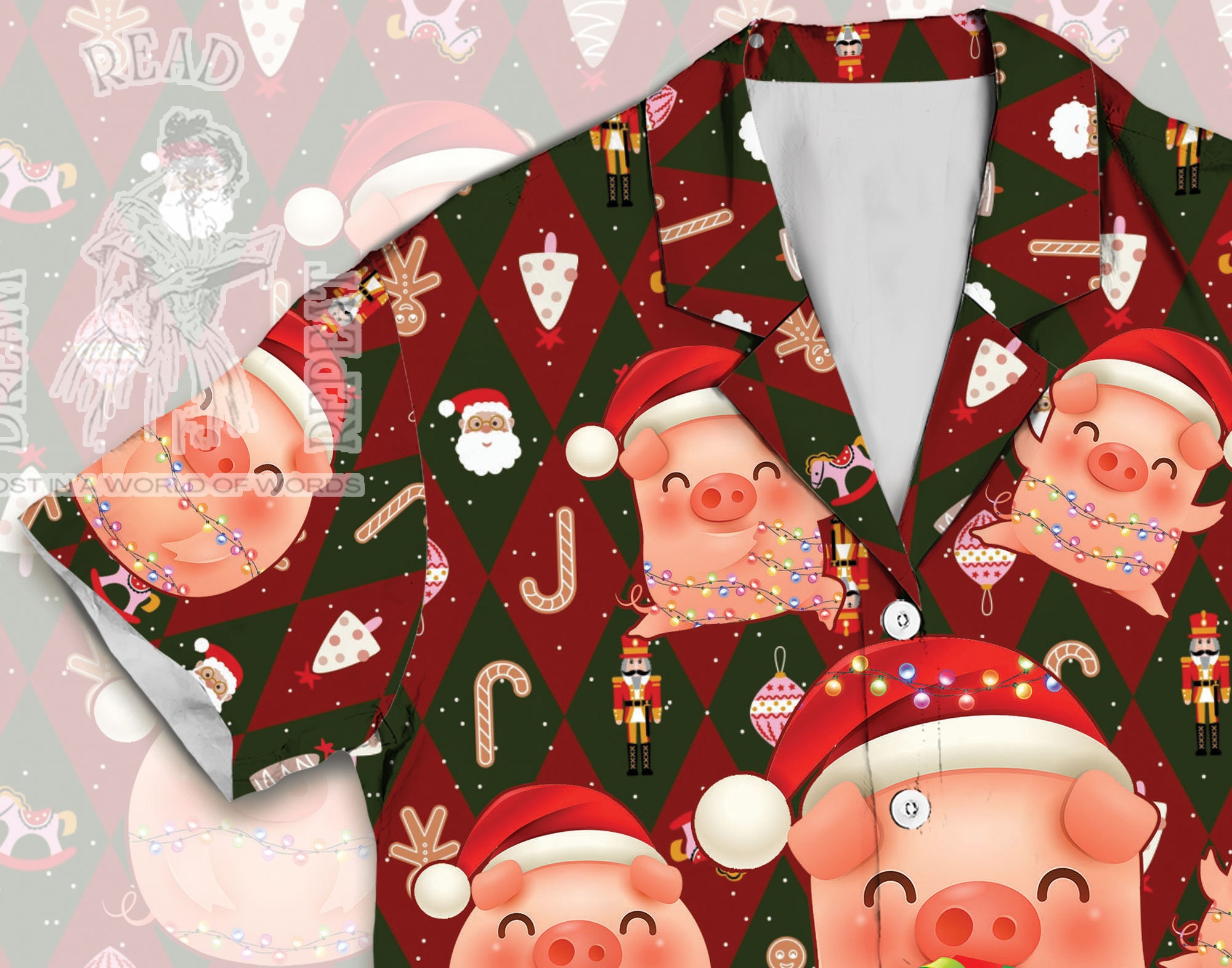 Christmas Cookie & Pig Hawaiian Shirt, Red Animal Hawaiian Shirts sold ...