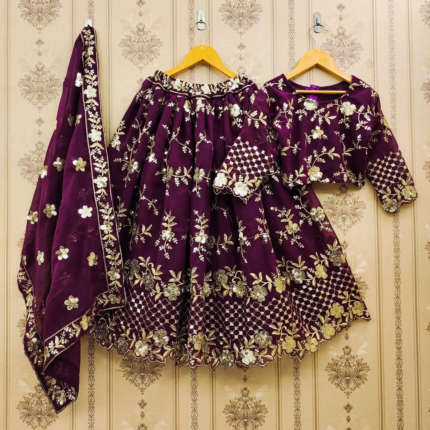 Purple Ready to Wear Girls Lehenga, Wedding Wear Kids Lehenga, Kids ...