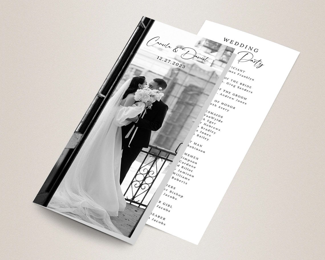 Wedding Pamphlet Template Trifold Wedding Program Printable Folded ...