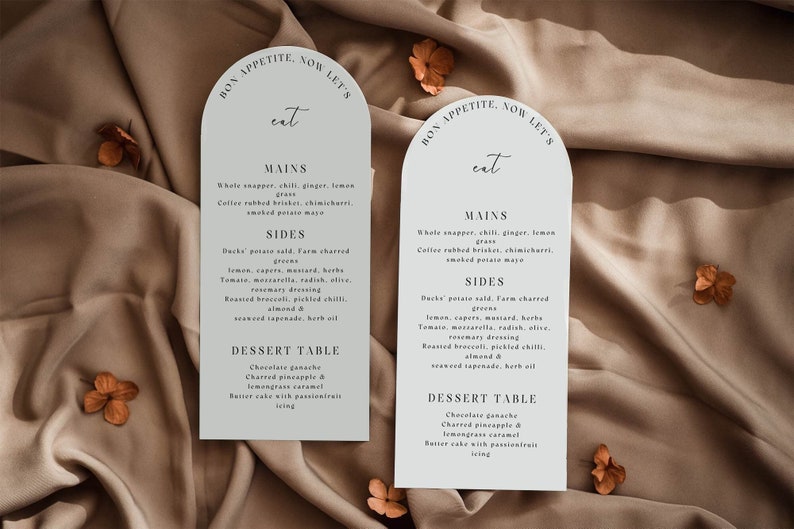Modern Bohemian Arched Dinner Menu Card Template Printable - Etsy