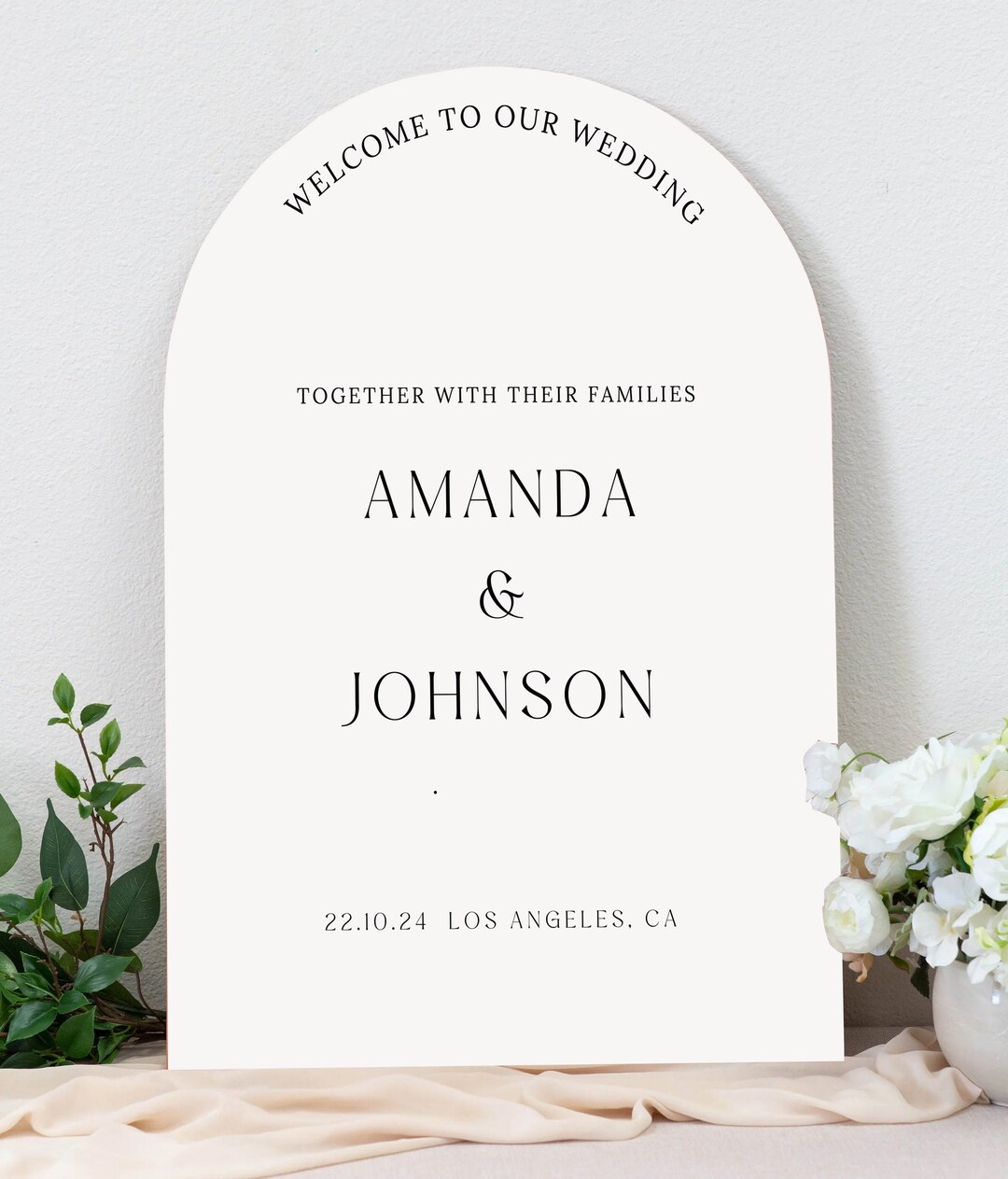 Wedding Welcome Sign Minimalist Aesthetic Editable Canva Template Arch ...