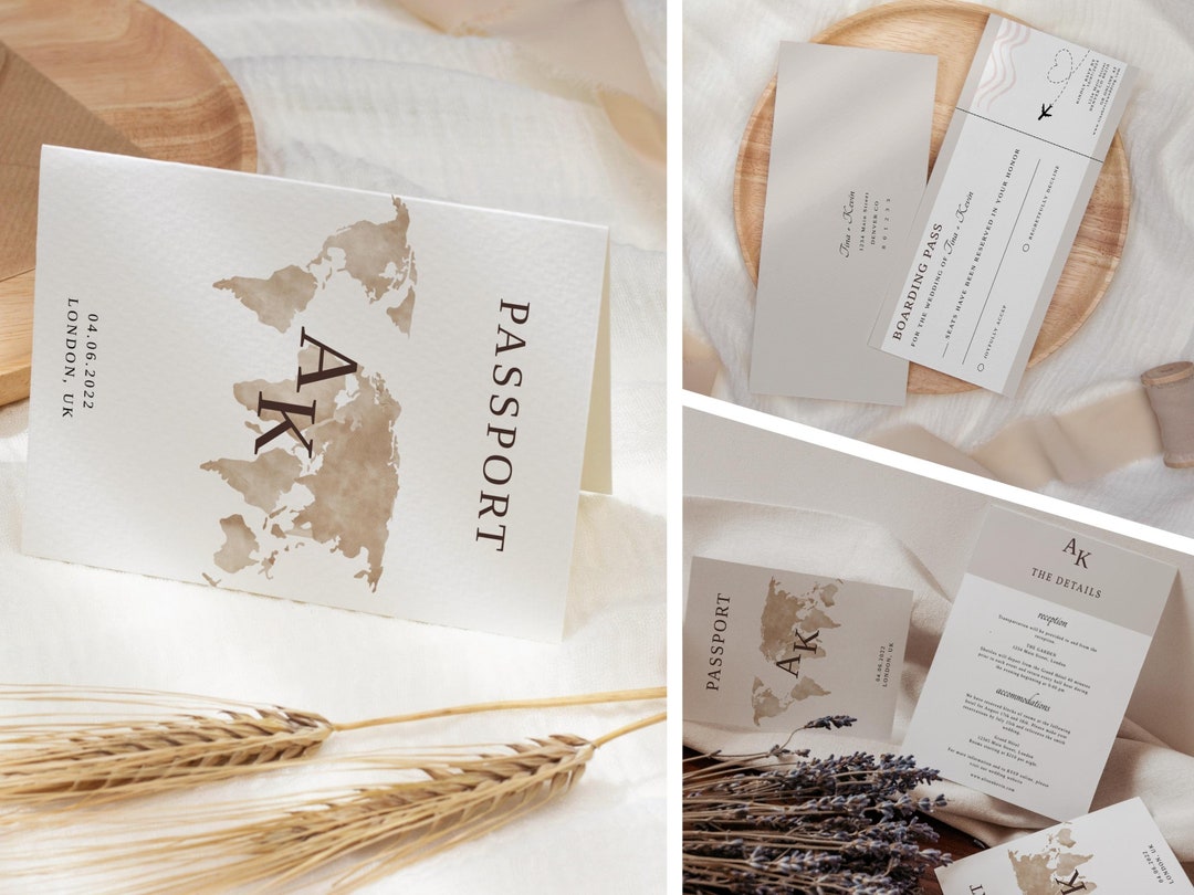 Destination Wedding Invitation, Boarding Pass Invitation, Printable ...