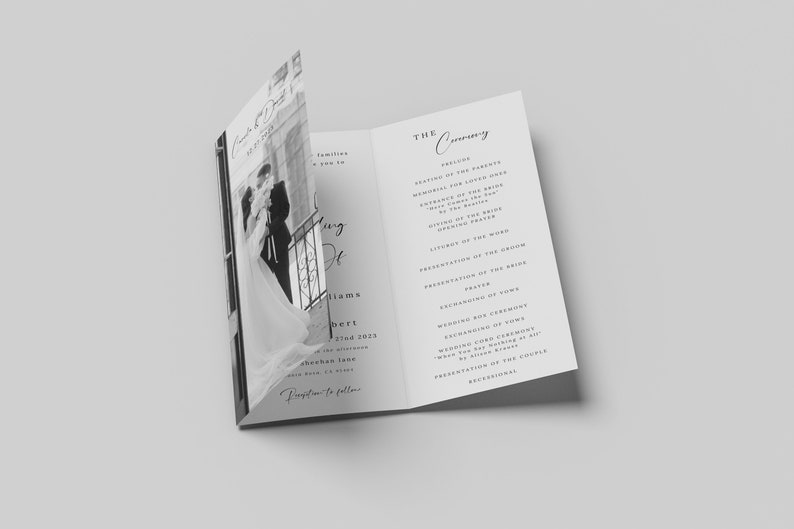 Wedding Pamphlet Template - Trifold Wedding Program - Printable Folded ...