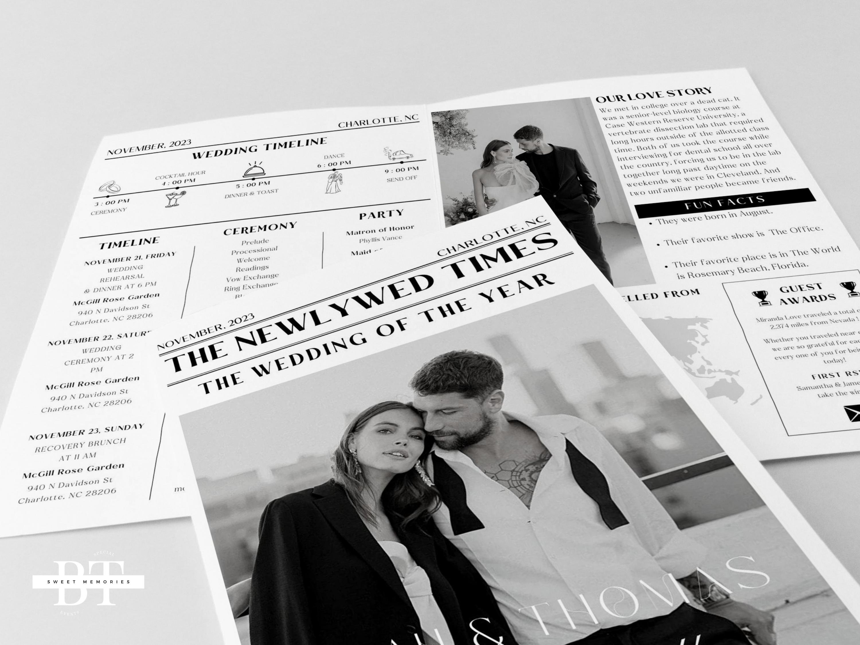 Printable Newspaper Wedding Program Wedding Infographic Fun - Etsy