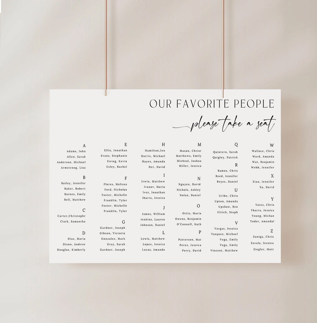 Minimalist Seating Chart Boho Wedding Seating Chart Sign Modern Wedding ...