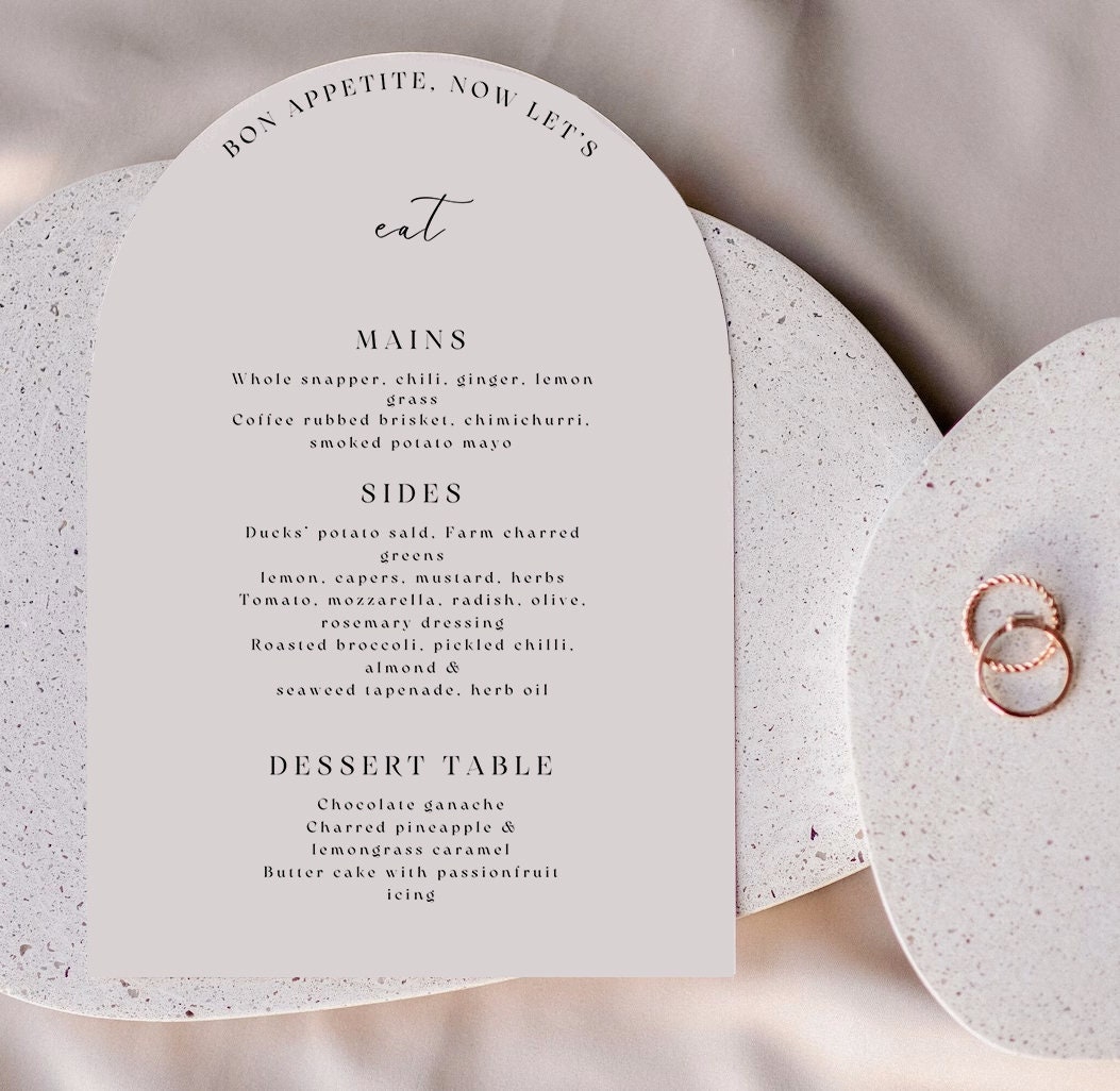 Modern Bohemian Arched Dinner Menu Card Template Printable - Etsy