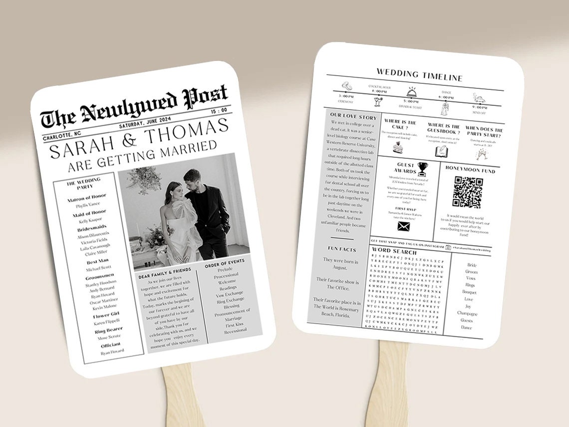 Wedding Newspaper Infographic Program, Newspaper Wedding Program ...