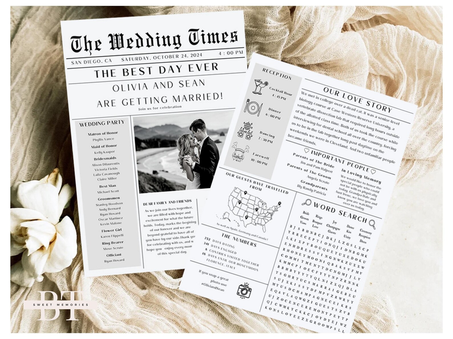 Wedding Newspaper Infographic Program, Newspaper Wedding Program ...
