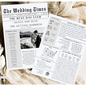 Wedding Newspaper Infographic Program, Newspaper Wedding Program ...