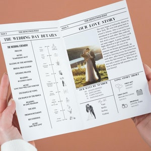 Newspaper Wedding Program Template, Editable Wedding Newspaper Program ...