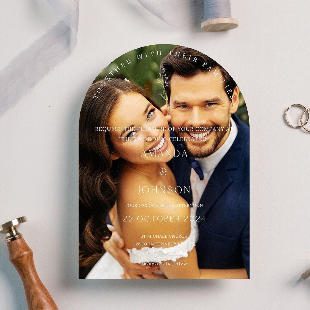 Printable Wedding Invitation Template, Arch Wedding Stationery Printed ...