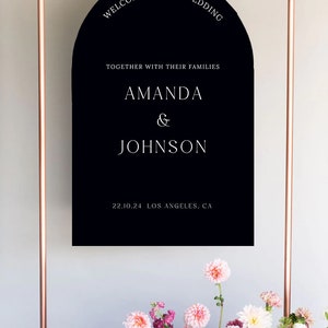 Wedding Welcome Sign Minimalist Aesthetic Editable Canva Template Arch ...