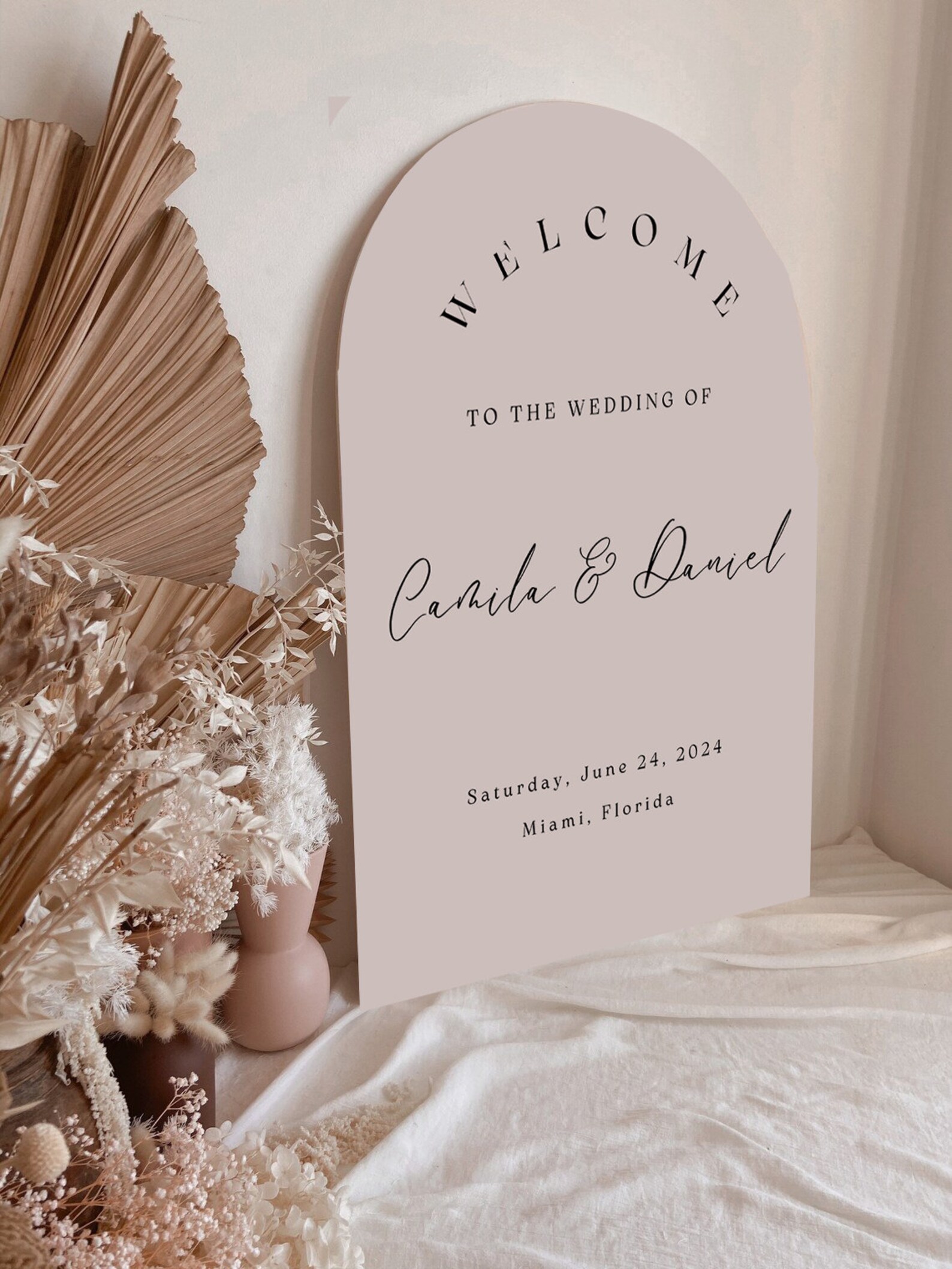 Wedding Welcome Sign Template, ARCHED Welcome Wedding Sign, Minimalist ...