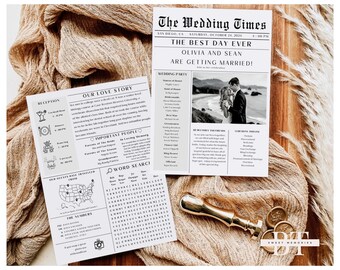 Wedding Newspaper Infographic Program, Newspaper Wedding Program ...