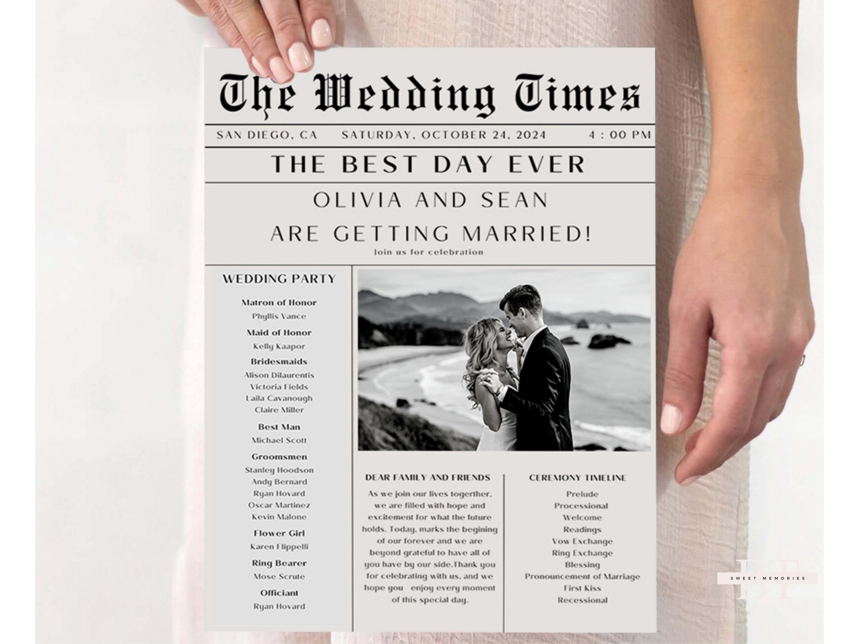 Wedding Newspaper Infographic Program, Newspaper Wedding Program ...