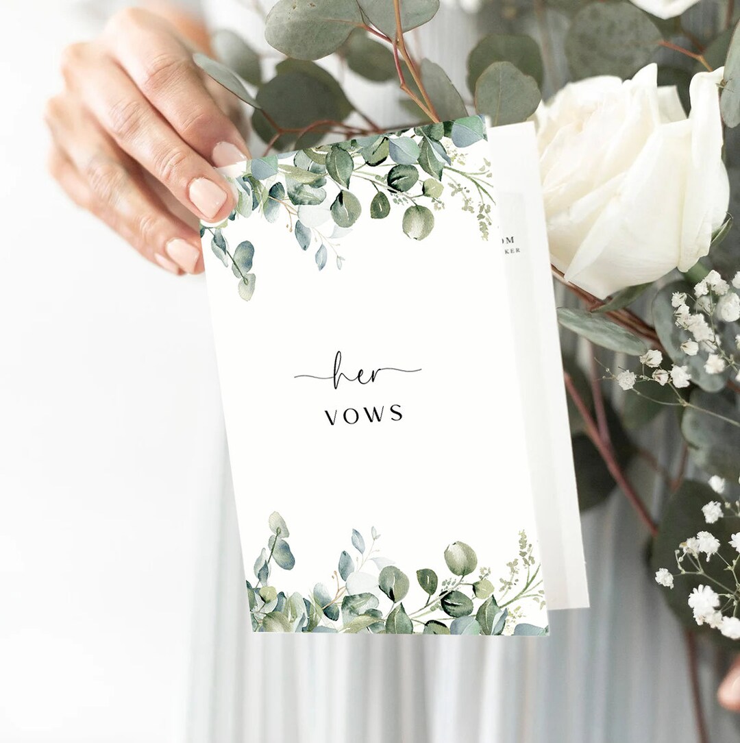 Ribbon Wedding Vows Booklet Template Vows Book Set of 2 His Vows Her ...