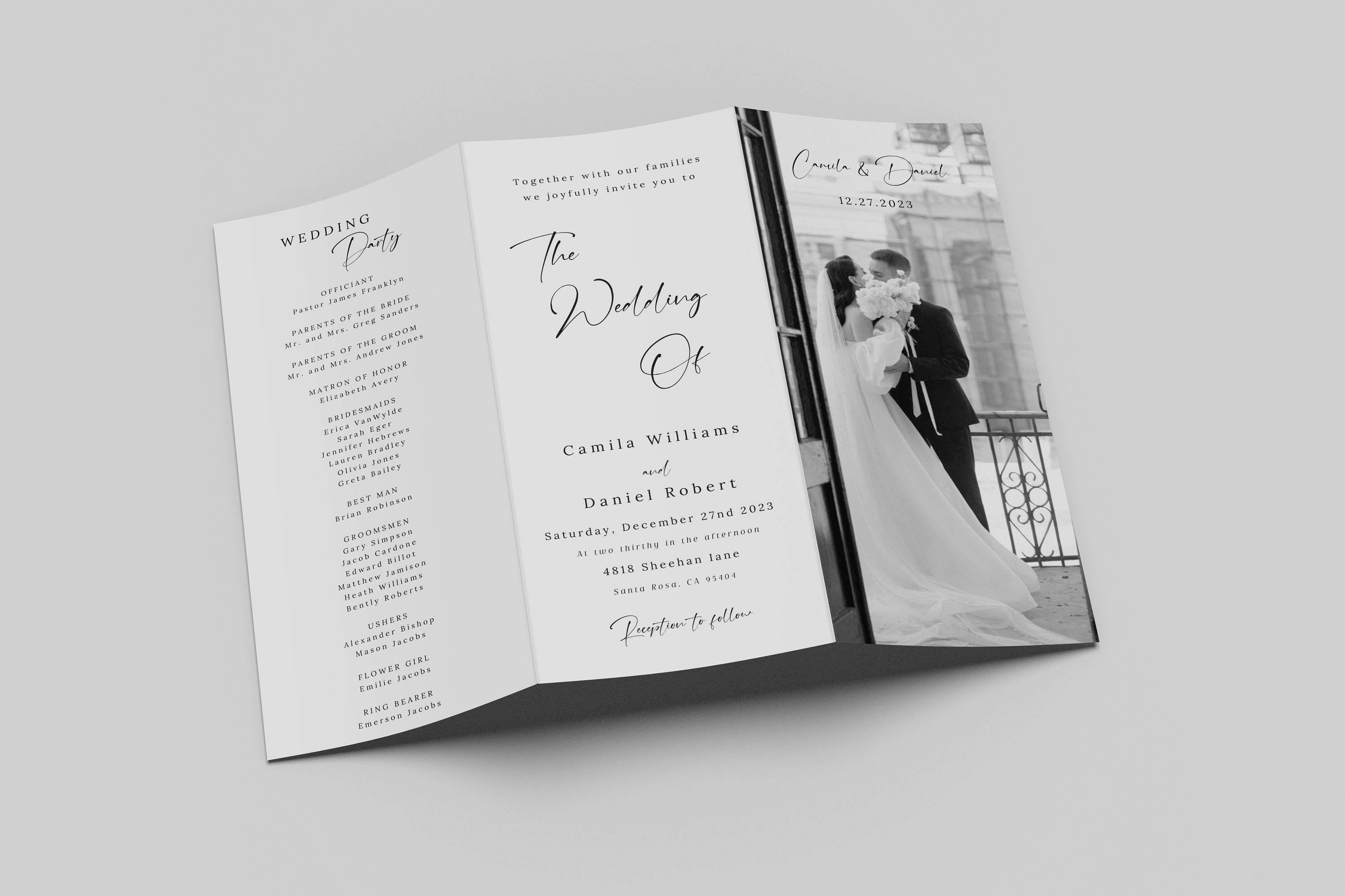 Wedding Pamphlet Template - Trifold Wedding Program - Printable Folded ...