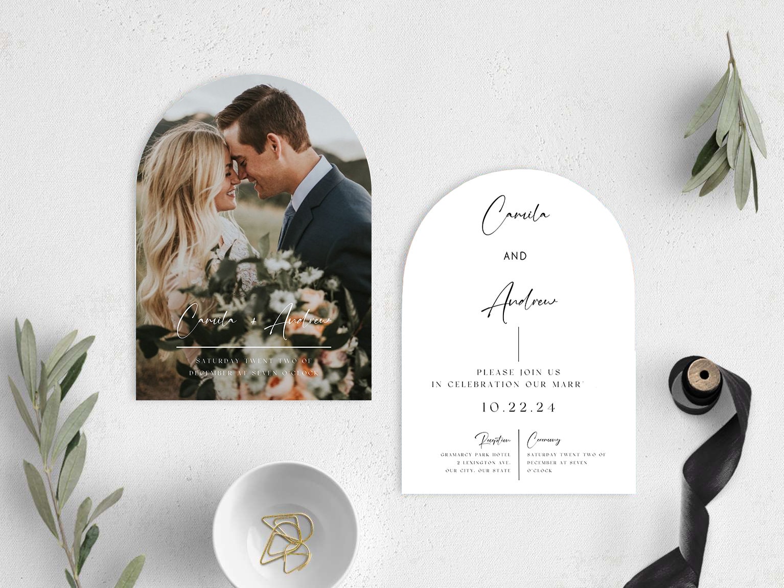 Printable Wedding Invitation Template, Arch Wedding Stationery Printed ...