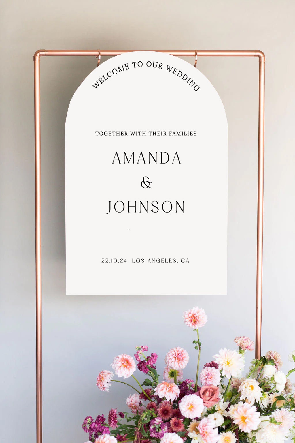 Wedding Welcome Sign Minimalist Aesthetic Editable Canva Template Arch ...