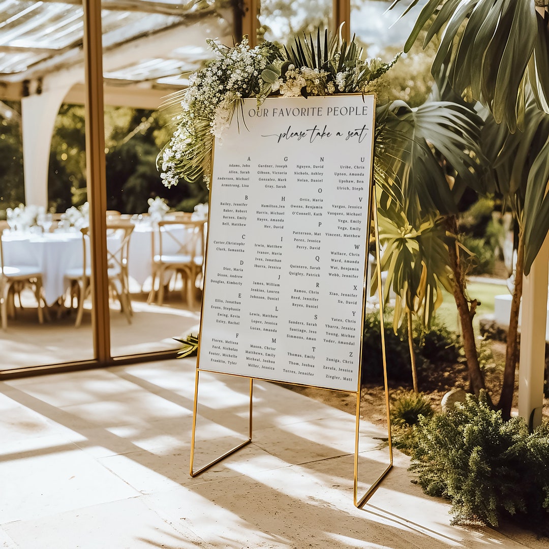 Alphabetical Wedding Seating Chart Template Download, Minimalist ...