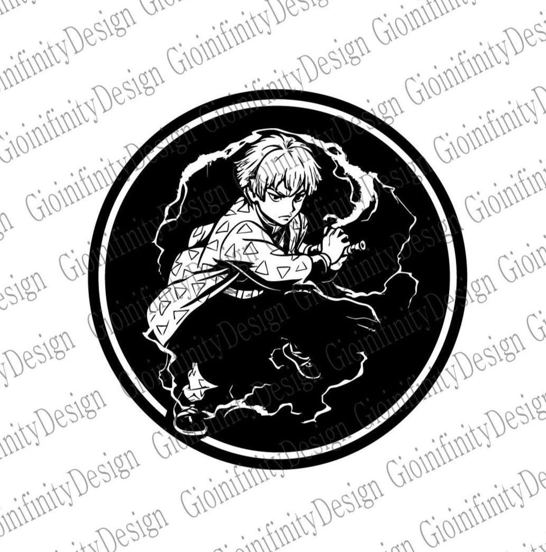 Zenitsu Patch Logo | Demon Slayer Anime Lightning Style Circle Emblem ...