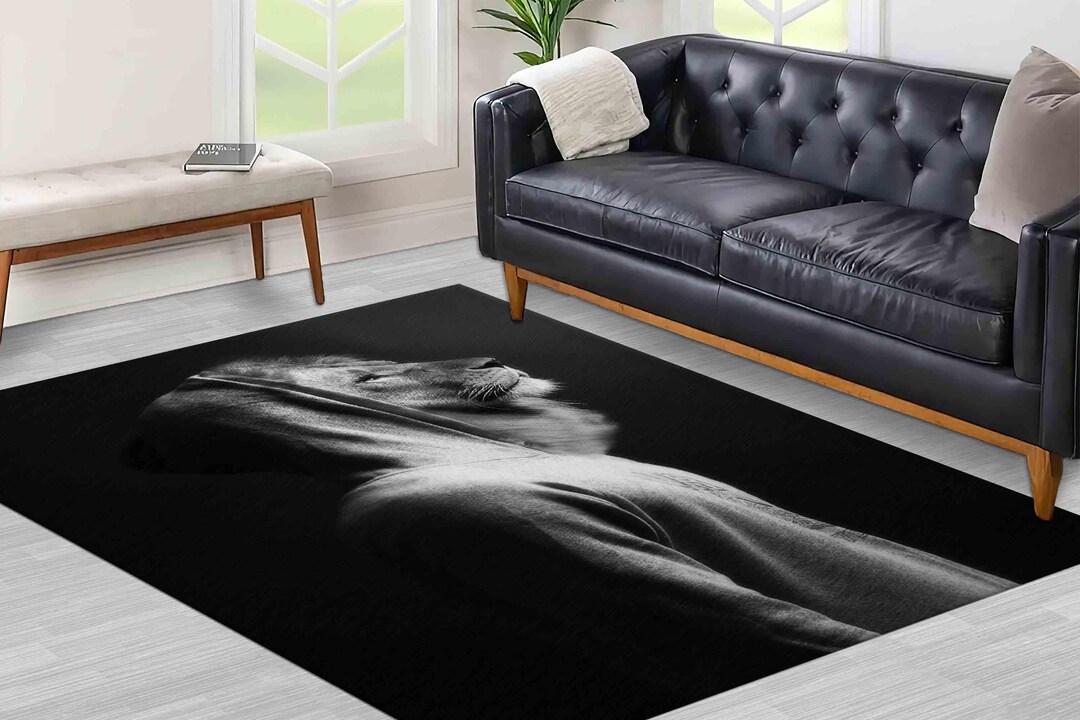 Man With Lion Head Rug, Abstract Lion Rugs, Trendy Rug, Animal Rug ...