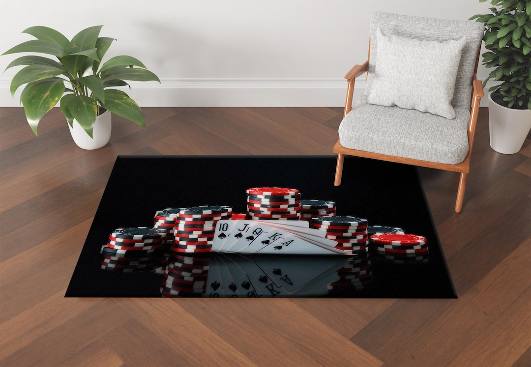 Spades Royal Flush Rug, Game Room Rugs, Poker Rug, Modern Rug, Pet ...