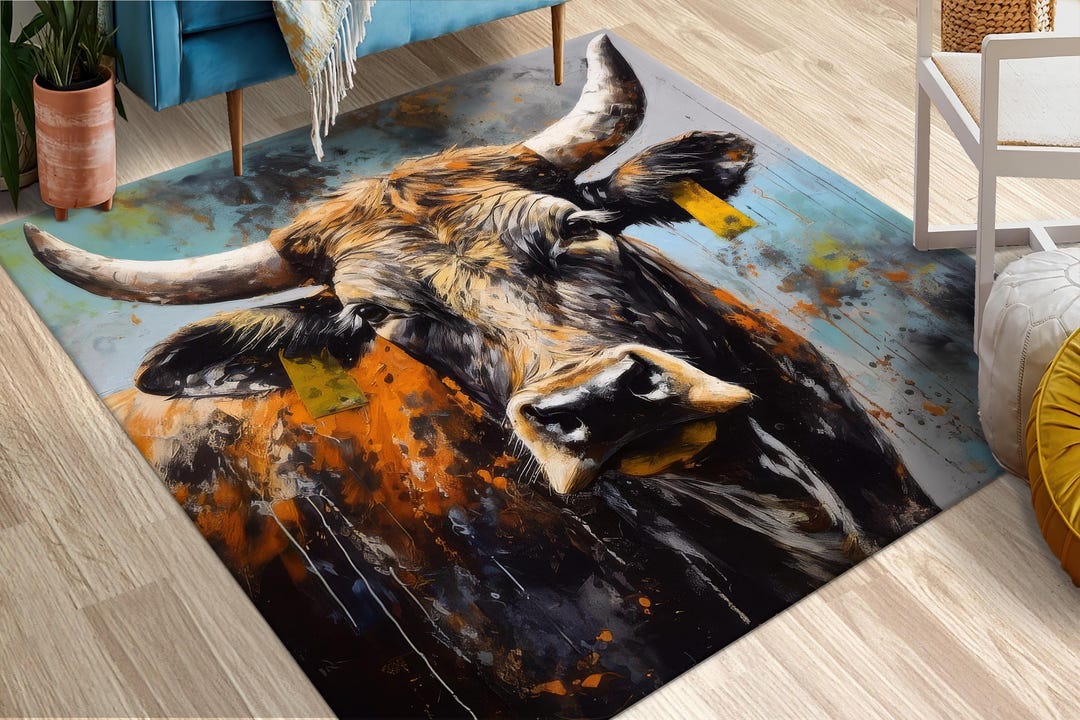 Cow Rug, Farm Rug, Farmhouse Rugs, Animal Rug, Wedding Rug, Corridor ...