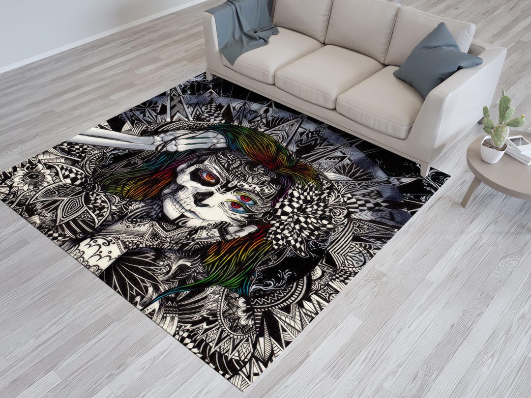 Horror Woman Drawing Rug, Skelton Rug, Skull Woman Rugs, Modern Rugs ...