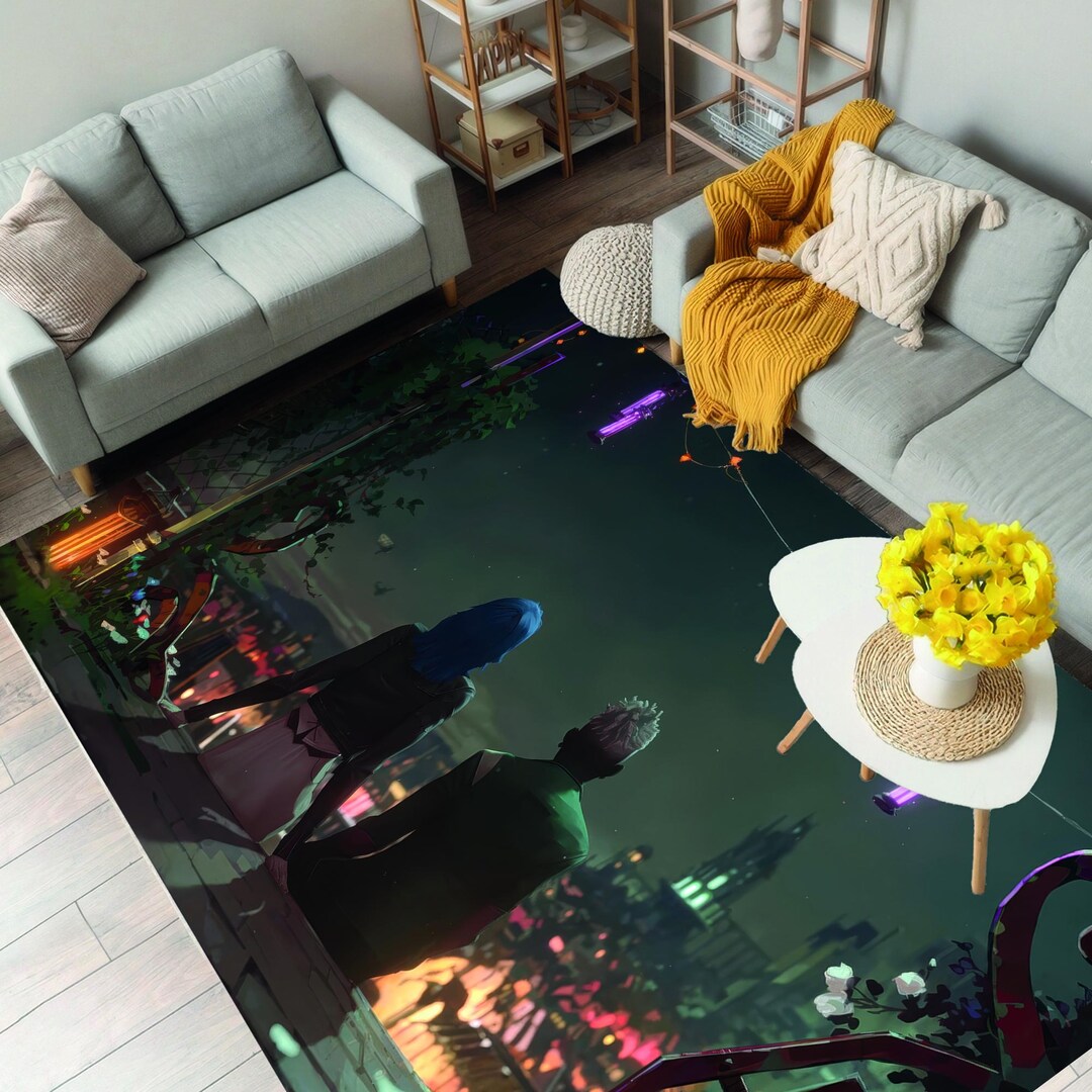 Arcane Rug, Jinx and Ekko Love, Anime Rug, LOL Art Decor, Game Room ...
