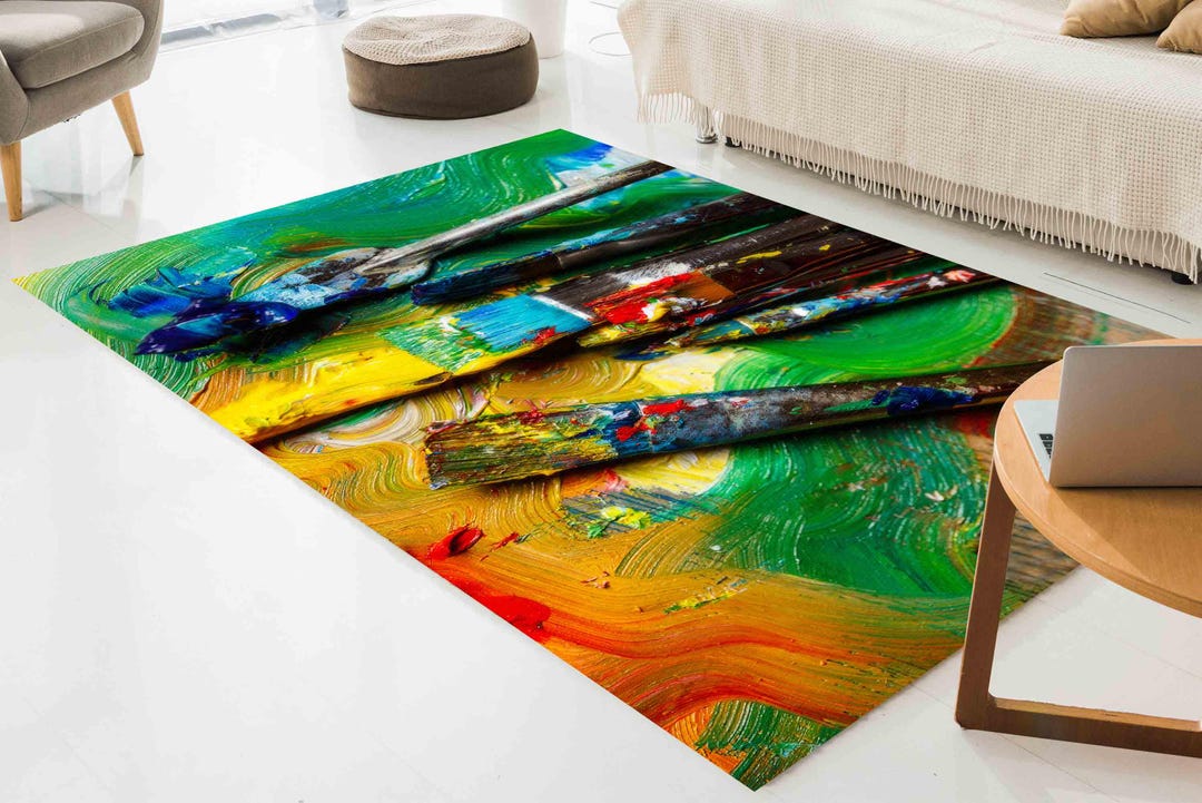 Colorful Brush Stroke Rugs, Painter Brushes Rug, Paint Rug, Modern Rug ...