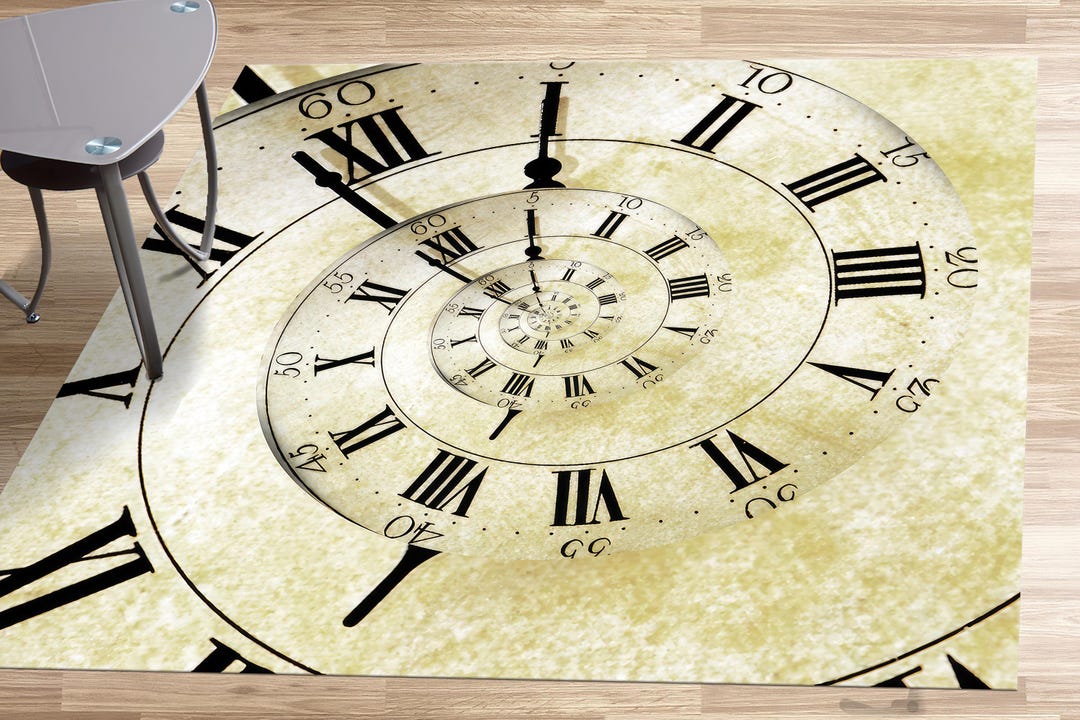 Old Vintage Clock Print Rug, Clock Rug, Office Rugs, Modern Rug ...