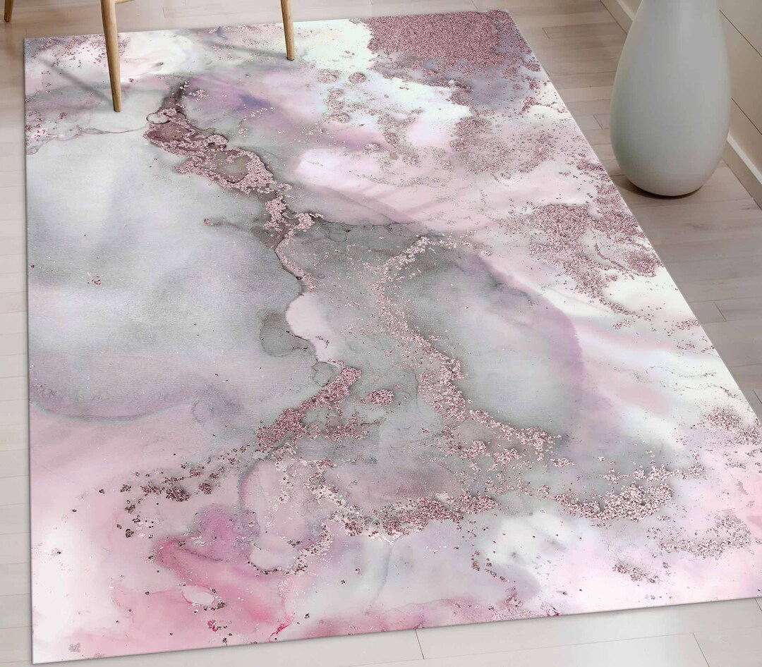 Accent Rug, Nursery Rug, Wedding Rug, Gift Rug, Pink and Gray Marble ...