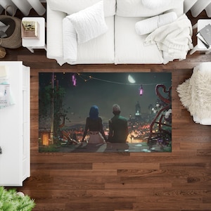 Arcane Rug, Jinx and Ekko Love, Anime Rug, LOL Art Decor, Game Room ...