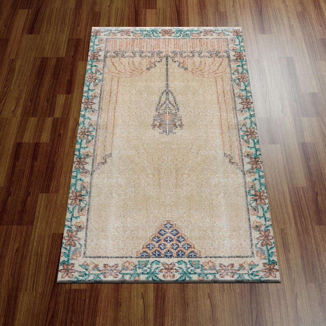 Vintage Design Rug, Floral Pattern Prayer, Soft Rugs, Muslim ...