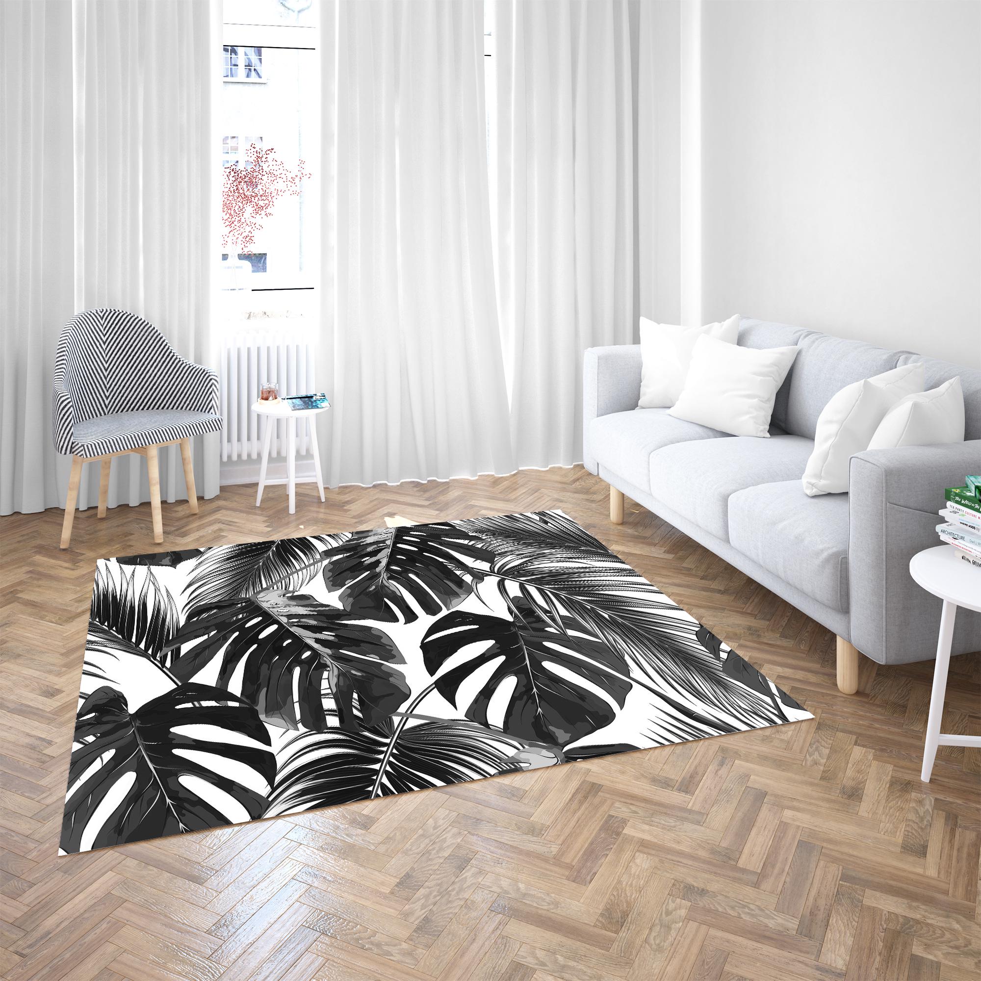 Tropical Palm Leaves Rug, Tropical Leaves Rug, Palm Leaf Rugs, Flower ...